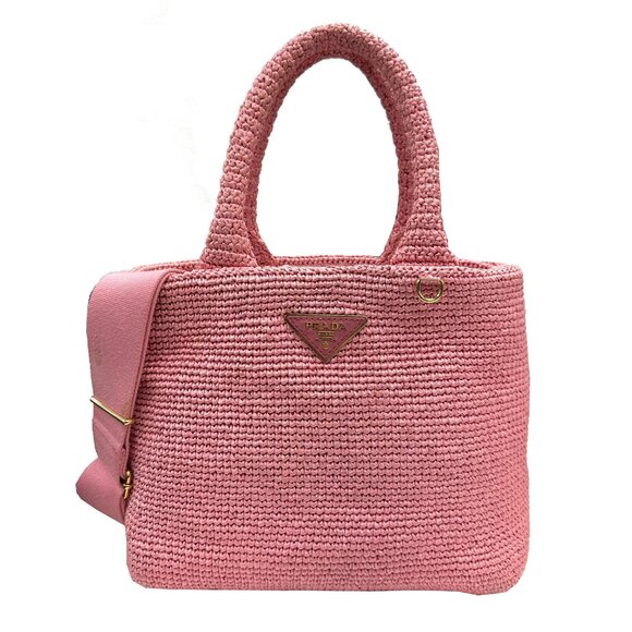 Prada | Bags | Prada Pink Raffia Shoulder Bag | Poshmark